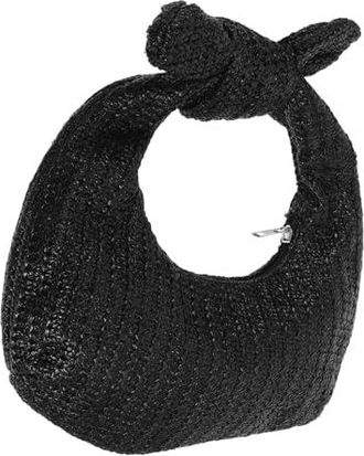 BESPORTBLE Pochette Nouée Paille Tressée avec Noeud Élégant Sac Bandoulière Rattan pour Plage et Ville Sac Croissant pour Femmes Voyage été