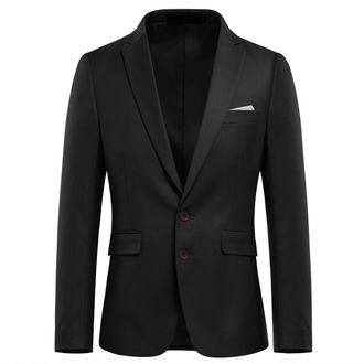 AlltheMen Einreihiger Blazer mit zwei Kn&ouml;pfen f&uuml;r Herren in Volltonfarbe Schwarz