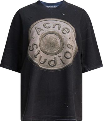 Acne Studios Femme, Tops, Noir, Taille: 40 FR Logo T-shirt