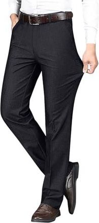 Generic DENGJIAMY Pantalon habill&eacute; classique extensible pour homme Pantalon uni &agrave; jambe droite Coupe droite Pantalon daffaires d&eacute;contract&eacute; pour homme, Noir, X