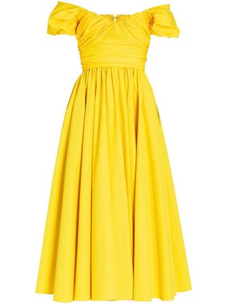 Giambattista Valli robe en popeline à coupe mi-longue - Jaune