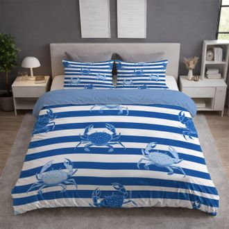 Generic Bettw&auml;sche 240 x 260 cm Bettw&auml;sche Set Bettbezug Set Weich Microfaser Bettbez&uuml;ge weich & b&uuml;gelfrei Cartoon Tiere Krabbe Mikrofaser Mit Rei&szlig;verschluss 