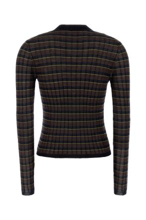 Prada Womens Embroidered Knit Cardigan Blu+tabacco Exterior: Cashmere Silk Maglieria Sweater