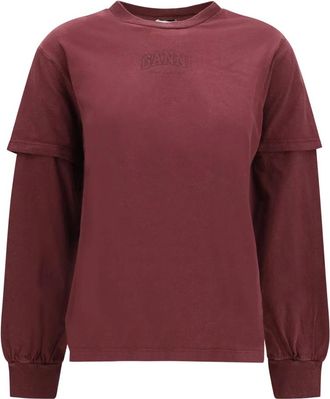 Ganni Future Heavy Jersey Langarmshirt - - Tops - Damen - Rot - S