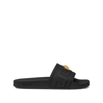 Versace Homme, Chaussures, Noir, Taille: 43 EU La Medusa Rubber Tongs