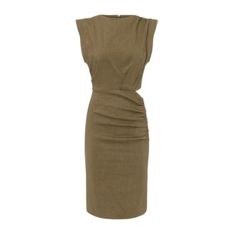 Pinko Pinko, Femme, Robes, Vert, Taille: 42 FR Robe en Lin Stretch