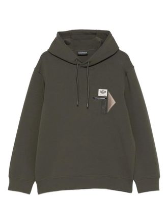 Emporio Armani hoodie &agrave; logo appliqu&eacute; - Vert