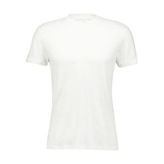 Majestic Filatures Homme, Tops, Blanc, Taille: S T-shirt Blanc en Lin à Manches Courtes