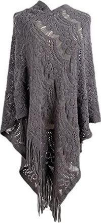 Generic Poncho Châle Rétro Ouvert Femme - Élégant Châle Femme Chaud Poncho Cape Réversible Écharpe Pancho Large Poncho Femme Châle Femme Écharpe Cape Tricot P