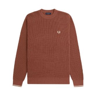 Fred Perry Waffle Stitch Jumper - - Knitwear - Herren - Braun - L