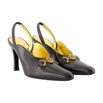 Versace Lambskin Leather Slingback Heel - Black