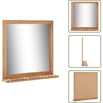 vidaXL Vidaxl - Miroir de salle de bain 60 x 12 x 62 cm Bois de noyer massif - Miroir Salle De Bain - Miroir D&eacute;coratif - Miroir Avec &Eacute;tag&egrave;re - Miroir Bois
