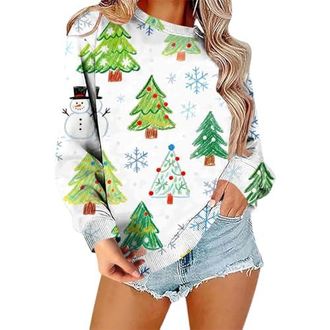 Generic Sweat-shirts de créateur pour femmes à imprimé complet, décontracté, tendance, sans capuche, pour femmes, col rond, manches longues, Sweat-shirts grap