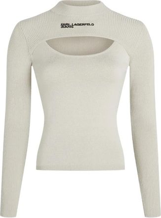 Karl Lagerfeld Femme, Pulls, Beige, Taille: 38 FR Cutout Sweater