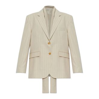 Acne Studios Femme, Vestes, Beige, Taille: 38 FR Blazer &agrave; rayures avec &eacute;charpe