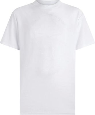 Philipp Plein Homme, Tops, Blanc, Taille: XL Round Neck T-Shirt Jacquard Skull