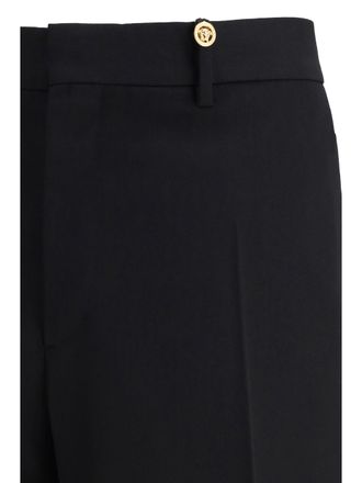 Versace Fine-Grain Wool Trousers - Black