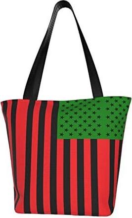 AOOEDM Sac fourre-tout rouge noir vert africain drapeau am&eacute;ricain sacs &agrave; provisions petit sac de march&eacute; r&eacute;utilisable sacs fourre-tout de plage sacs de voyage