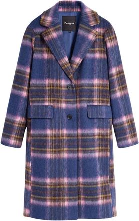 Desigual Femme, Manteaux, Bleu, Taille: 36 FR Manteau Chaq_Checkered
