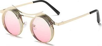 Generic Lunettes de soleil rondes steampunk pour femmes et hommes en maille métallique - Lunettes de soleil pour femme UV400 nuances 2026