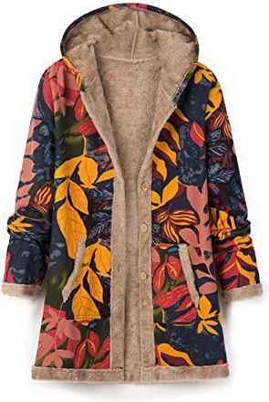 Generic bgyujn Femmes Ethnique Impression Couleur Sweat &agrave; Capuche &Eacute;pissage Fermeture &eacute;clair Manches Longues Manteaux Mi-Longueur Manteau Cuir Imitation Femme 