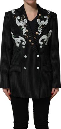 Dolce & Gabbana Femme, Vestes, Noir, Taille: 48 FR Veste Blazer Crois&eacute;e