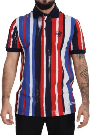 Dolce & Gabbana Homme, Tops, Multicolore, Taille: 3XL Polo en coton multicolore