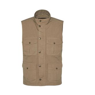 Barbour Beige Baumwollgilet mit Kn&ouml;pfen und Rei&szlig;verschluss - - Jackets - Herren - Beige - S