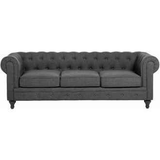 Beliani Beliani - Sofa Grau Polsterbezug 3-Sitzer Chesterfield Stil Glamour&ouml;s Wohnzimmer
