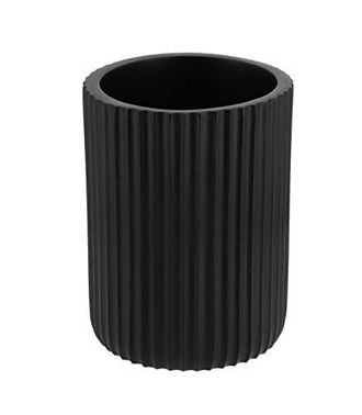 Tendance Gobelet et Porte Brosse &agrave; Dents en r&eacute;sine stri&eacute;e Noir Mat