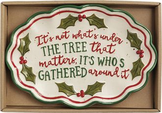 Mud Pie Weihnachtliches Tablett mit Stechpalmenfarm