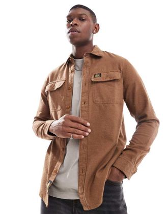 Superdry Trailsman - Surchemise d&eacute;contract&eacute;e - Marron gr&egrave;s
