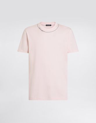Dolce & Gabbana T-shirt Aus Baumwolle Mit Dg-stickerei - Mann T-shirts Und Polos Pink 46