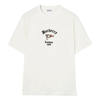 Burberry Check Flag Baumwoll-T-Shirt - - Tops - Herren - Wei&szlig; - S