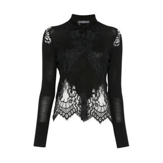 Ermanno Scervino Femme, Blouses et Chemises, Noir, Taille: 42 FR Chemise en maille