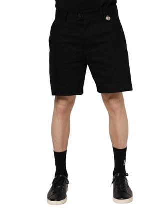 Dolce & Gabbana Black Cotton Knee Length Men Bermuda Shorts Elastane