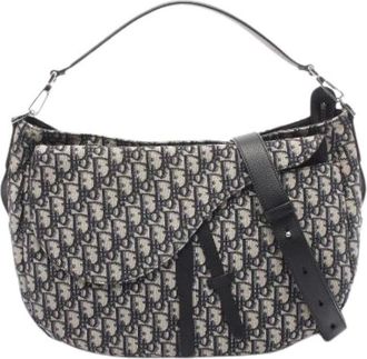 Dior Sac bandouli&egrave;re 2-en-1 Saddle Oblique Canvas Cuir Pre-owned - Femme - Pre-owned - Bleu - Taille: ONE Size