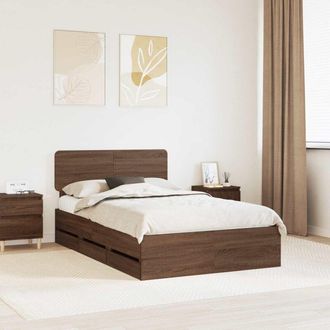 vidaXL vidaXL Cadre de lit Ch&ecirc;ne brun 120 x 190 cm Bois ding&eacute;nierie