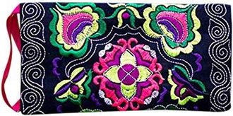 Generic Sac à main brodé fait à la main pour femme et fille - Style vintage - Multicolore - Avec dragonne - Noir - Populaire et pratique - Traitement durable