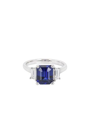 Bespoke 18ct white gold, diamond & sapphire ring 3.04ct 53EU