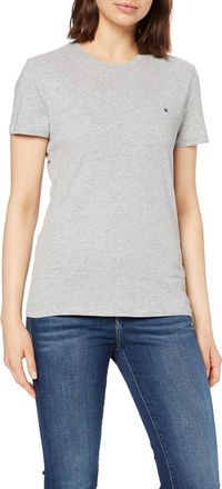 Tommy Hilfiger HERITAGE CREW NECK TEE Kurzarm Strickoberteile Damen, Grau (Light Grey Htr), XS