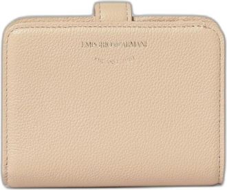 Emporio Armani Portefeuille bi-pli en cuir grain&eacute; - unisex - Accessoires - Beige - Taille: ONE Size