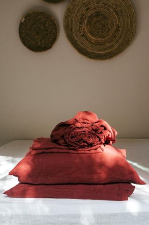 AmourLinen unisex vegan Set Bettlaken Terracotta