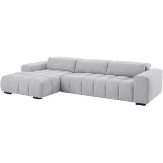 Vente-Unique Canapé dangle gauche en tissu texturé gris LOPONZA