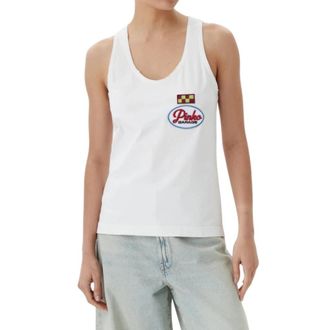 Pinko Wei&szlig;e Baumwoll-T-Shirt mit Frontlogo - - Tops - Damen - Wei&szlig; - M