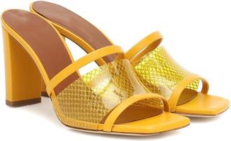 Generic Mules à Talons carrés et Ouverts pour Femmes, Sandales Tendance à Talons épais en PVC Transparent Chaussures à Bride arrière pour soirée Mariage Bal d