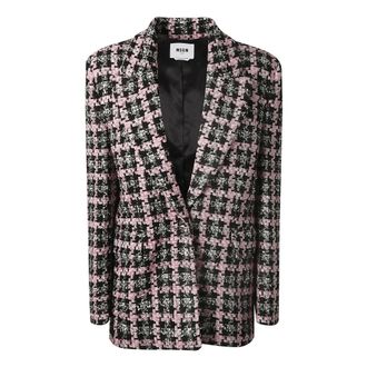 Msgm Msgm, Femme, Vestes, Noir, Taille: 38 FR Blazer Orné à Bouton Unique