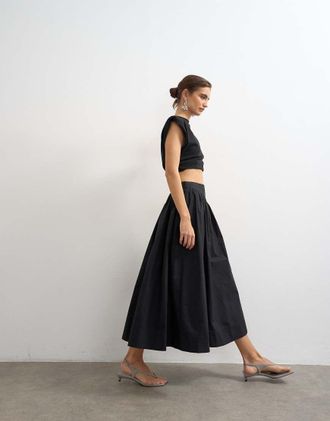 Topshop Saloon - Jupe longue &agrave; taille basse - Noir