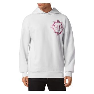 Philipp Plein Hoodie Sweatshirt Chrome - - Sweatshirts & Hoodies - Herren - Wei&szlig; - 2XL