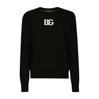 Dolce & Gabbana Schwarzer Logo-Strickpullover - - Sweatshirts & Hoodies - Herren - Schwarzk - L